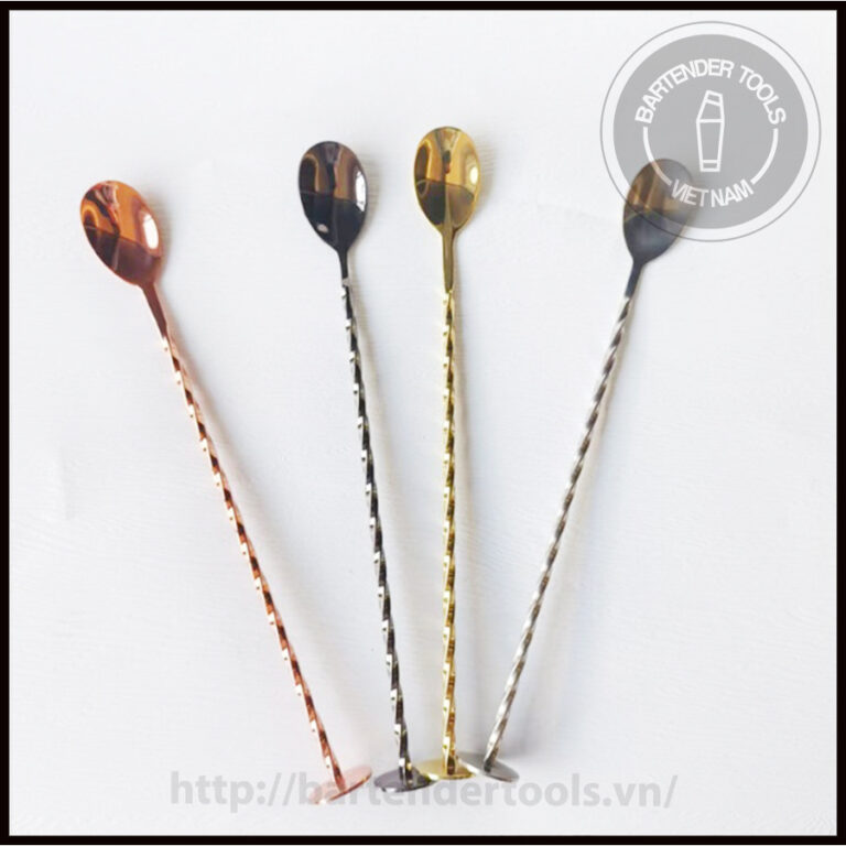 Thìa pha chế inox 1 đầu đồng xu - Bar spoon - bartendertools