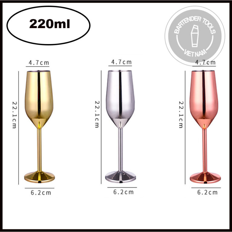 Ly champange inox 304 mạ màu 220ml - bartendertools